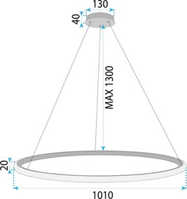 Toolight Toolight, závěsné svítidlo 100cm, 61W, 3000K, LHJ003-CP, zlatá lesklá, OSW-50001