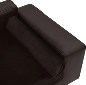 Pohovka pro psy hnědá 81 x 43 x 31 cm plyš a umělá kůže 170955