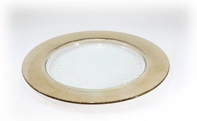BDK-GLASS Kulaté talíře BAND - s béžovým okrajem Průměr: 40cm