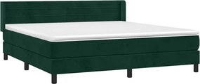 Box spring postel s matrací tmavě zelená 160x200 cm samet 3131030