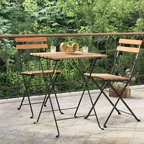 Skládací bistro stůl 55 x 54 x 71 cm masivní teak a ocel 319978