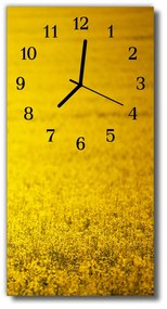 Skleněné hodiny vertikální Květiny Repkové pole žluté