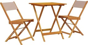 3dílný bistro set taupe textil a masivní dřevo 3281762
