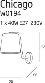 Nástěnné osvětlení MAXlight CHICAGO W0194