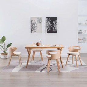 Jídelní židle 4 ks krémové ohýbané dřevo a umělá kůže 278852
