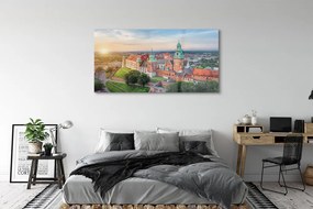 akrylový obraz Krakow castle panorama svítání 140x70 cm