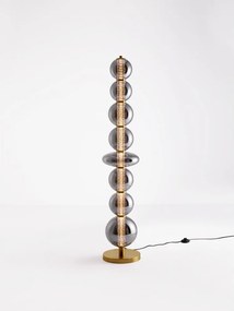 Šedá kovová LED stmívatelná stojací lampa se skleněným stínidlem (výška 140 cm) Navi – Nova Luce