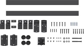 Sada kování pro posuvné dveře 244 cm černá pro jednokřídlé dveře s velkou nosností