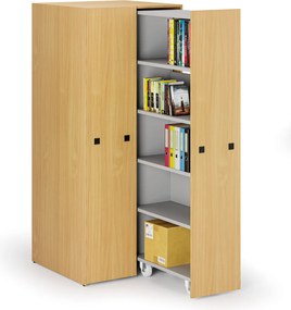 Velkokapacitní skříň s výsuvnými regály, 841 x 846 x 2000 mm, buk