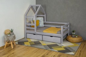 MAXIDO Dětská domečková postel  Dora - dva šuplíky 160x80 šedá