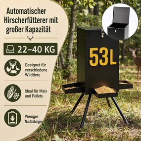 Costway Gravitační krmítko pro zvěř 40 kg se 4 miskami, černé