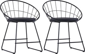 vidaXL Jídelní židle se sedáky z umělé kůže 2 ks ocelové [247274] Barva: Černá