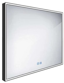 Nimco - Zrcadlo s LED osvětlením, 100x70 cm, dotykový senzor, matná černá ZPC 13004VX-90