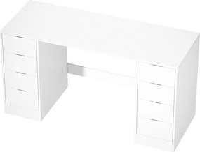 HOMCOM Psací stůl 140 cm s 8 zásuvkami, moderní kancelářský stůl s úložným prostorem, bílý vzhled dřeva