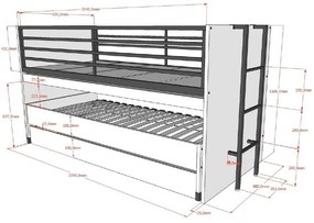 Bílá patrová dětská postel s výsuvným lůžkem s roštem 90x200 cm Sam – Vipack