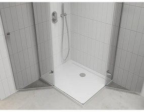 Mexen Roma Duo sprchový kout s otočnými dveřmi 90 x 80 cm, Průhledné, Chromovaná + sprchová vanička Flat - 854-090-080-01-02-401
