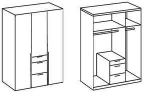 Šatní skříň se zásuvkami New York D, 135 cm, bílá/bílý lesk