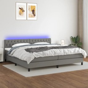 Box spring postel s matrací a LED tmavě šedá 200x200 cm textil 3133422