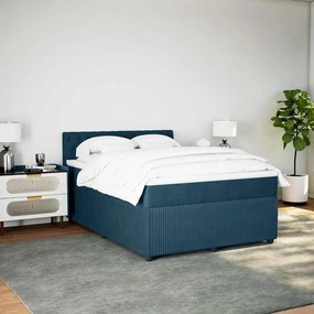 Box spring postel s matrací modrá 140 x 190 cm samet 3287744
