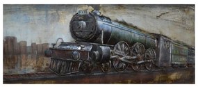 Kovový obraz na stěnu s vlakem – 180x56x5 cm