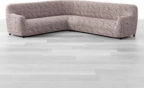 Bielastické potahy BRILLANTE hnědé rohová sedačka (š. 350 - 530 cm)
