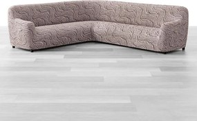 Bielastické potahy BRILLANTE hnědé rohová sedačka (š. 350 - 530 cm)