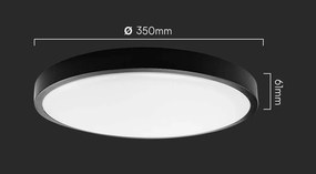LED Solution Černé přisazené LED svítidlo Plano kulaté 350mm 36W IP44 76401
