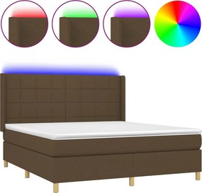 Box spring postel s matrací a LED tmavě hnědá 160x200 cm textil 3138888