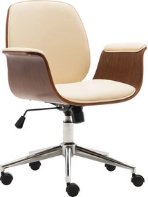 vidaXL Kancelářská židle ohýbané dřevo a umělá kůže [283127] Barva: krémová