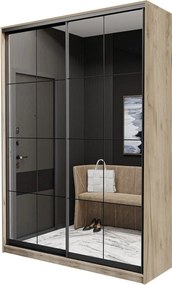 Skříň 2D Loft 1200x2400x600, 2 zrcadla Lines BL, Dub kraft šedý
