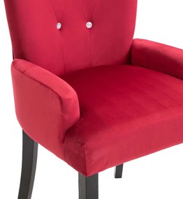 Jídelní židle s područkami 6 ks červené samet,  276922