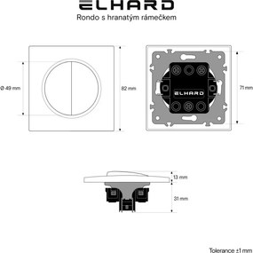 Elhard Vypínač Rondo č.5 s hranatým rámečkem, bílý - kompletní set RD5105W