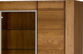Vitrína Velvet II 12 110 cm z masivu s LED osvětlením dub Rustikal