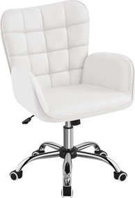 Kancelářská židle Yaheetech – bílá, 65,5 cm (délka) × 64,5 cm (šířka) × 83 cm – 93 cm (výška) (266457291649)