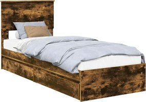 Postel s úložným prostorem se zásuvkou Kouřový dub 75 x 190 cm 3410851