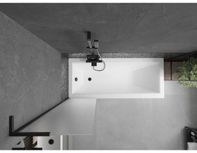 Mexen Next L, 1-křídlová vanová zástěna 50 x 150 cm, 6mm sklo námraza, černý profil, 895-050-000-03-30-70