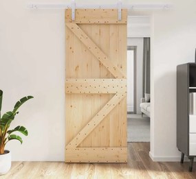 vidaXL Posuvné dveře s kováním 85 x 210 cm masivní borové dřevo [3203021]