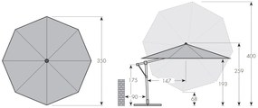 Slunečník DOPPLER Expert 350 cm výkyvný s boční tyčí akvarium T821