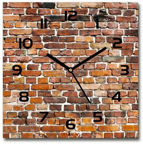 Wallmuralia Skleněné hodiny na stěnu Zděná zeď 30x30 cm
