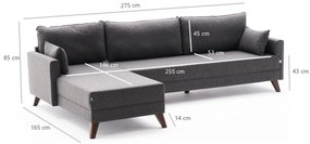 Hanah Home Designová pohovka BELLA antracit levá 275 cm 825BLC2577