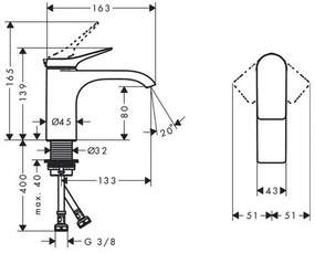 Hansgrohe Vivenis Baterie umyvadlová bez odtoku, chrom 75012000