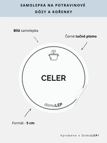 Samolepka na kořenky CELER bílá 5 cm tučné písmo