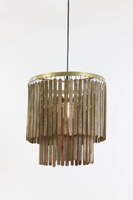 Hnědé závěsné svítidlo s dřevěným stínidlem Gularo – Light &amp; Living