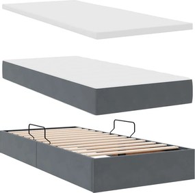 Postel s úložným prostorem s čelo Tmavě šedá 200 x 200 cm samet 3372240