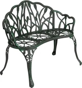 Outsunny zahradní lavička z hliníkového odlitku, venkovní lavička pro 2 osoby s tulipánovým opěradlem, sedák s květinovým vzorem, 99x57x78 cm, staroz…