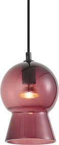 Retro závěsná lampa černá s fialovým sklem pro 1-fázový kolejnicový systém - Iconic Bell