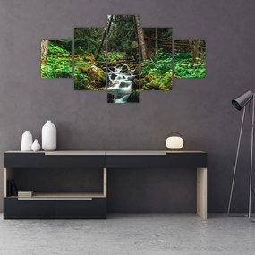 Obraz potoku v lese (125x70 cm)