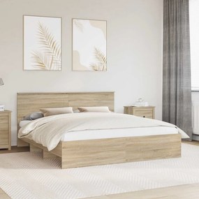 Rám postele s čelo Sonoma dub 200 x 200 cm Kompozitní dřevo 3408818
