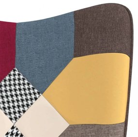 Otočné relaxační křeslo patchwork látka / kov Dekorhome Chrom