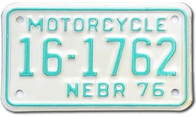 Americká SPZ Nebraska 16-1762 moto